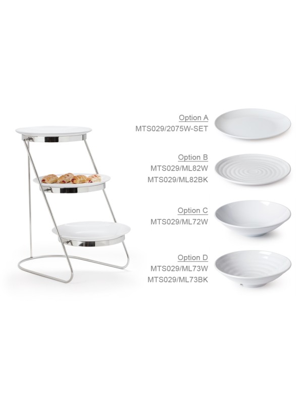 3-Tier Cascading Stand with 6 pieces of 10'' Round Plate ML-82-W ...
